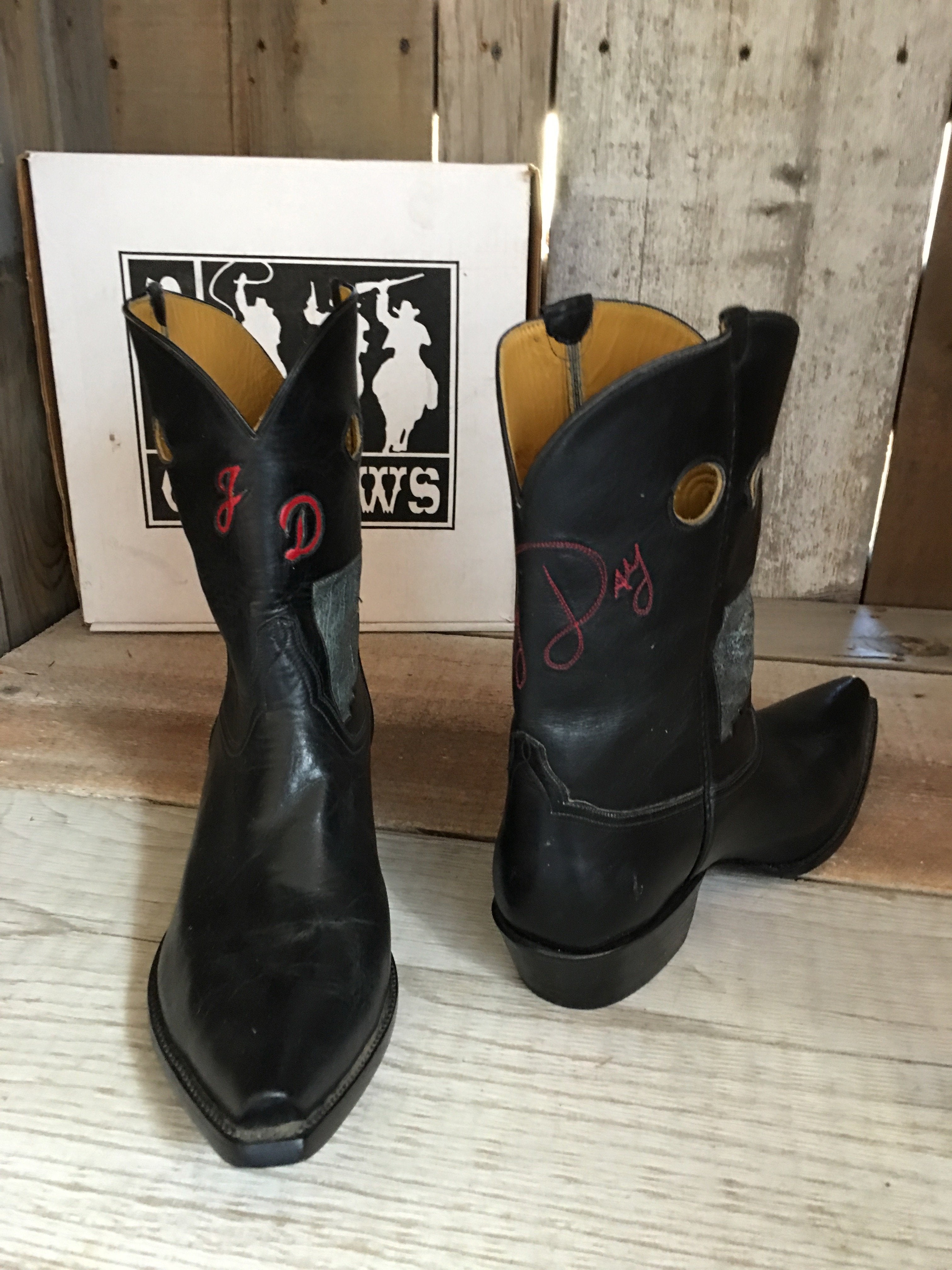 Vintage " Jimmy Day" Black Calf Men's Tres Outlaws Boot 3700